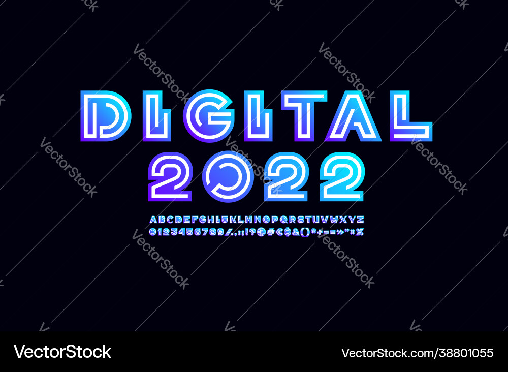 Digital original alphabet trendy modern font Vector Image