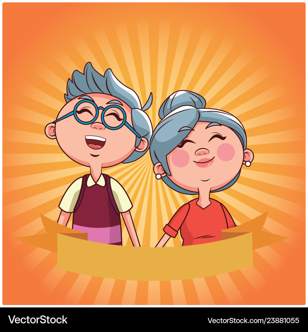 Elder couple banner shine Royalty Free Vector Image