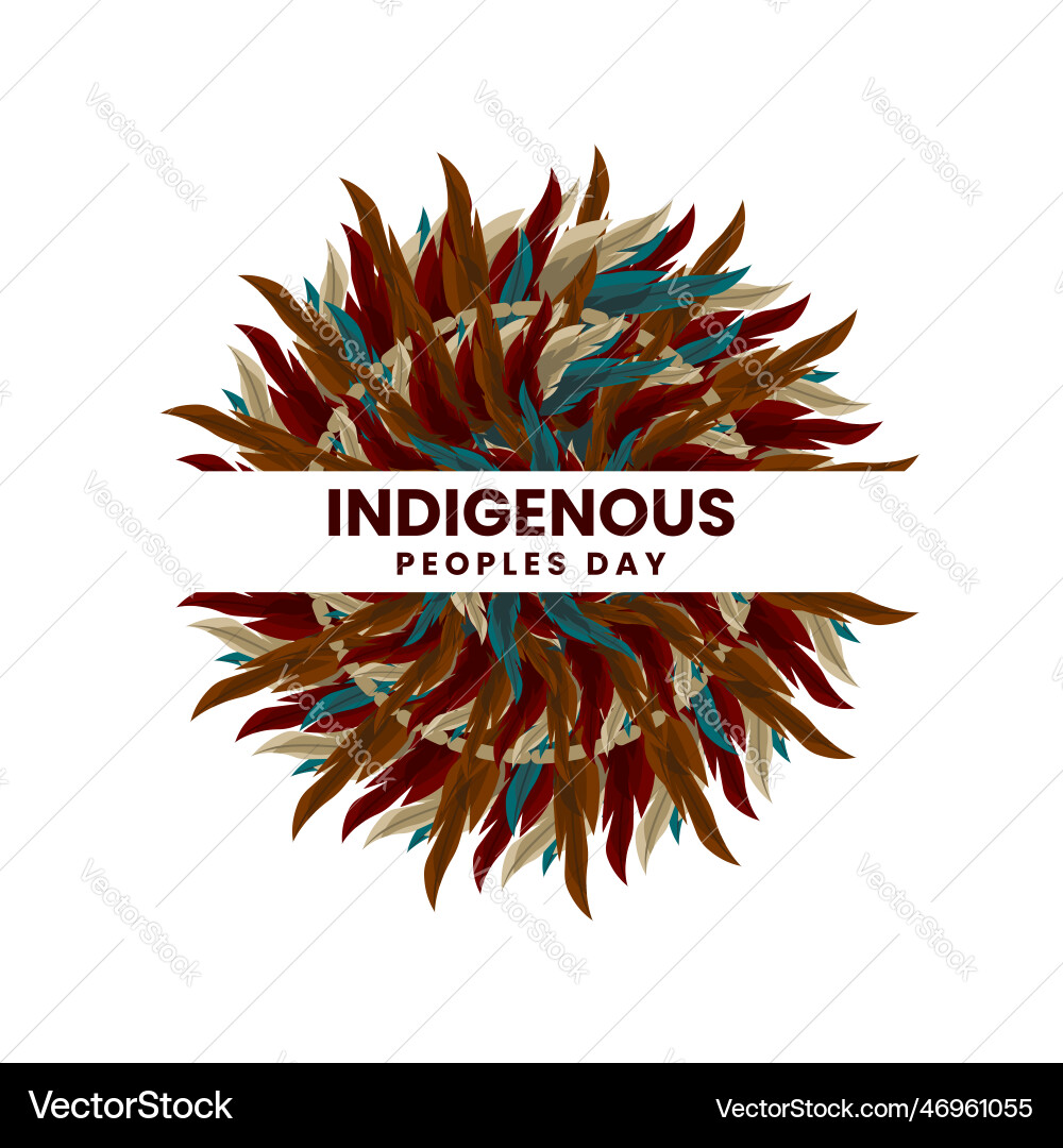 Feather circle indigenous peoples day greeting Vector Image