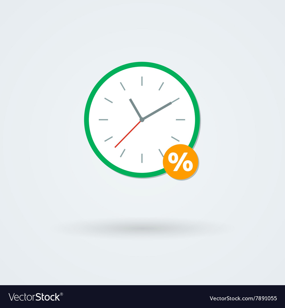 Flat clock icon simple Royalty Free Vector Image