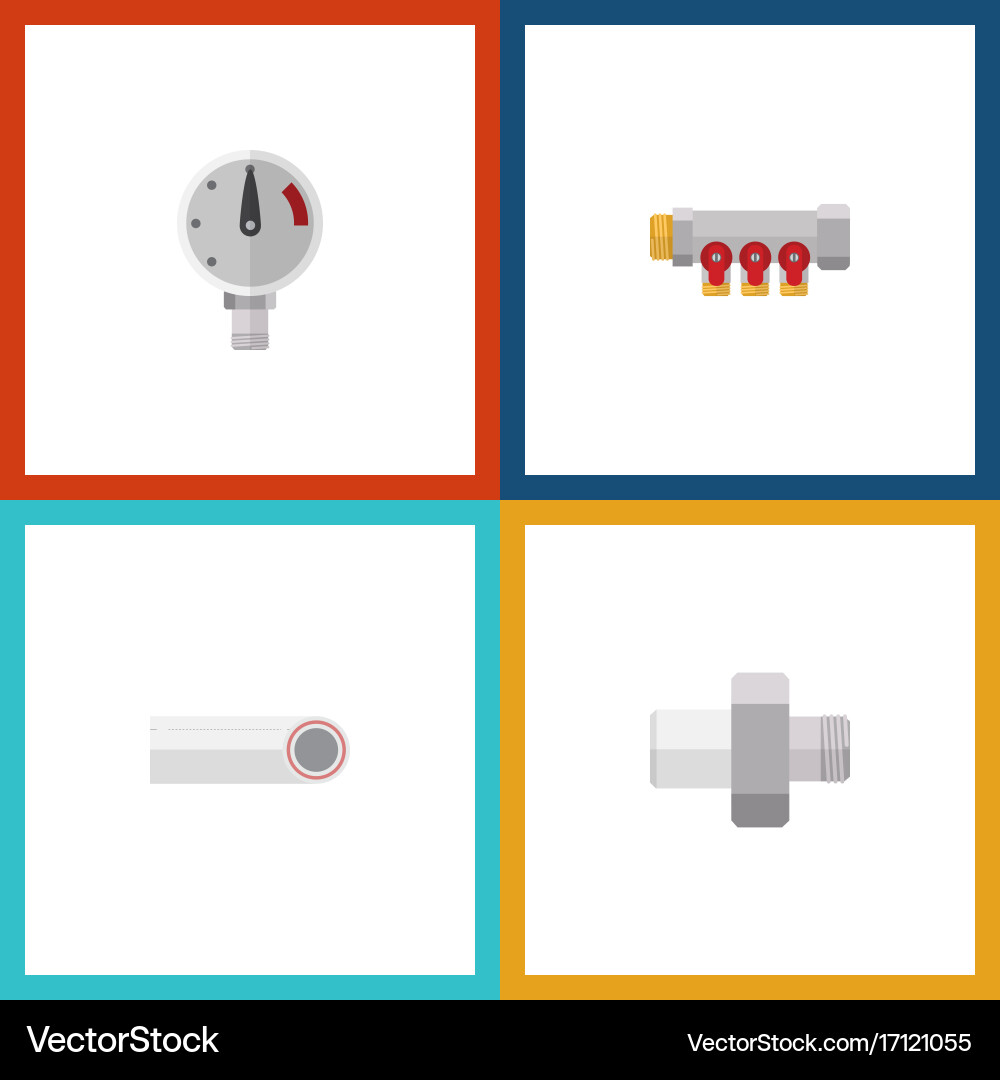Flat icon pipeline set of pipework pressure Vector Image