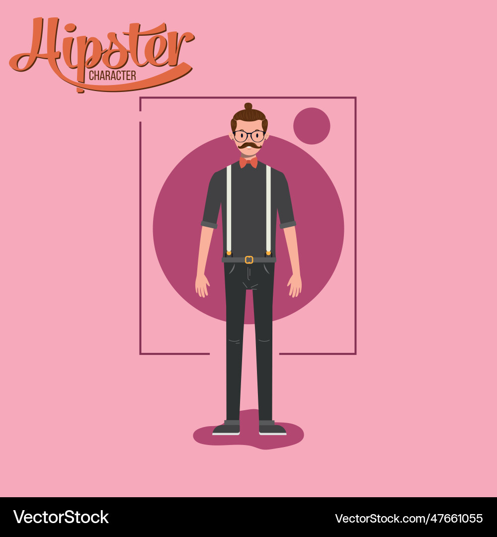 Isolated colored male hipster character Royalty Free Vector