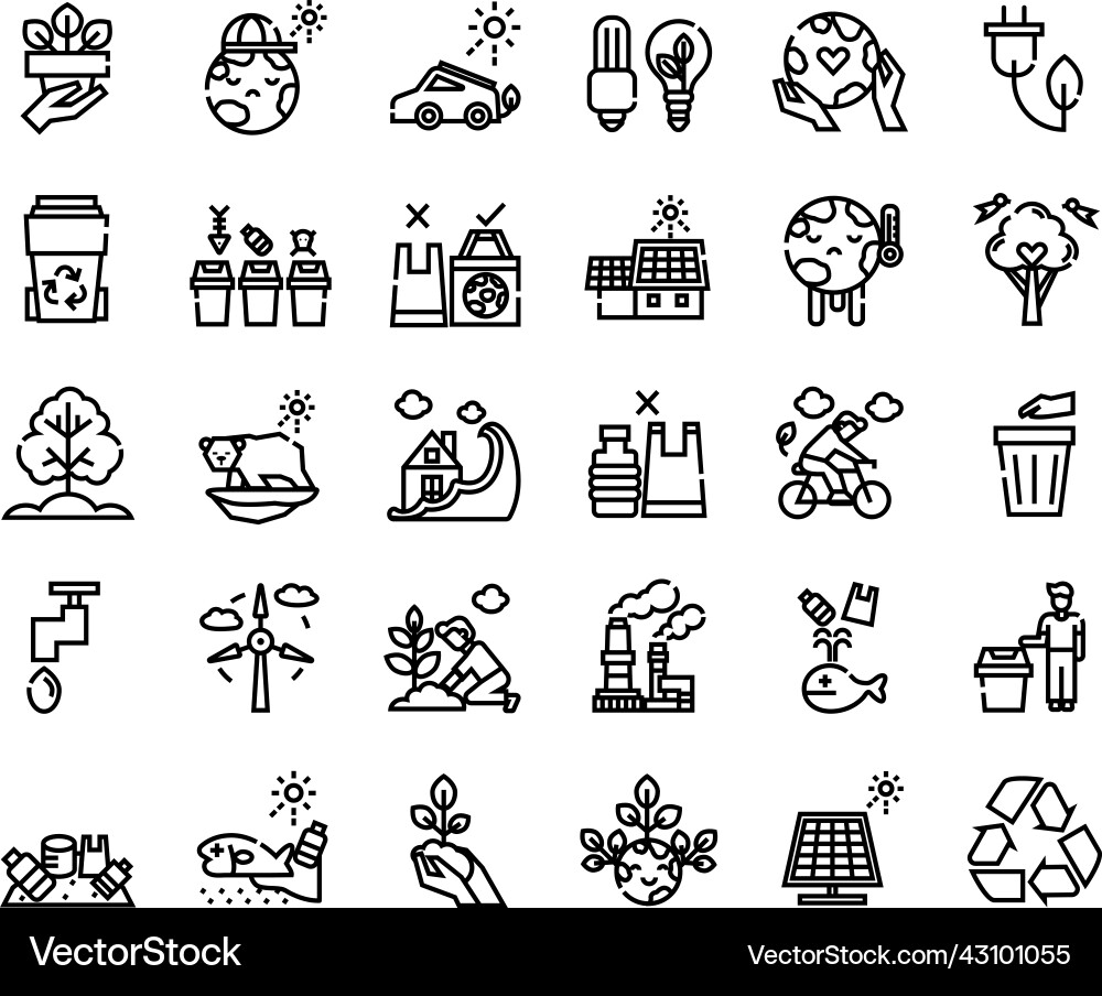 Linear pack of eco line icons Royalty Free Vector Image