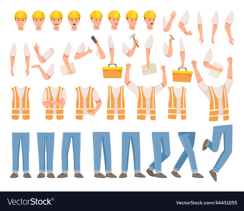 Man builder character constructor with body part Vector Image