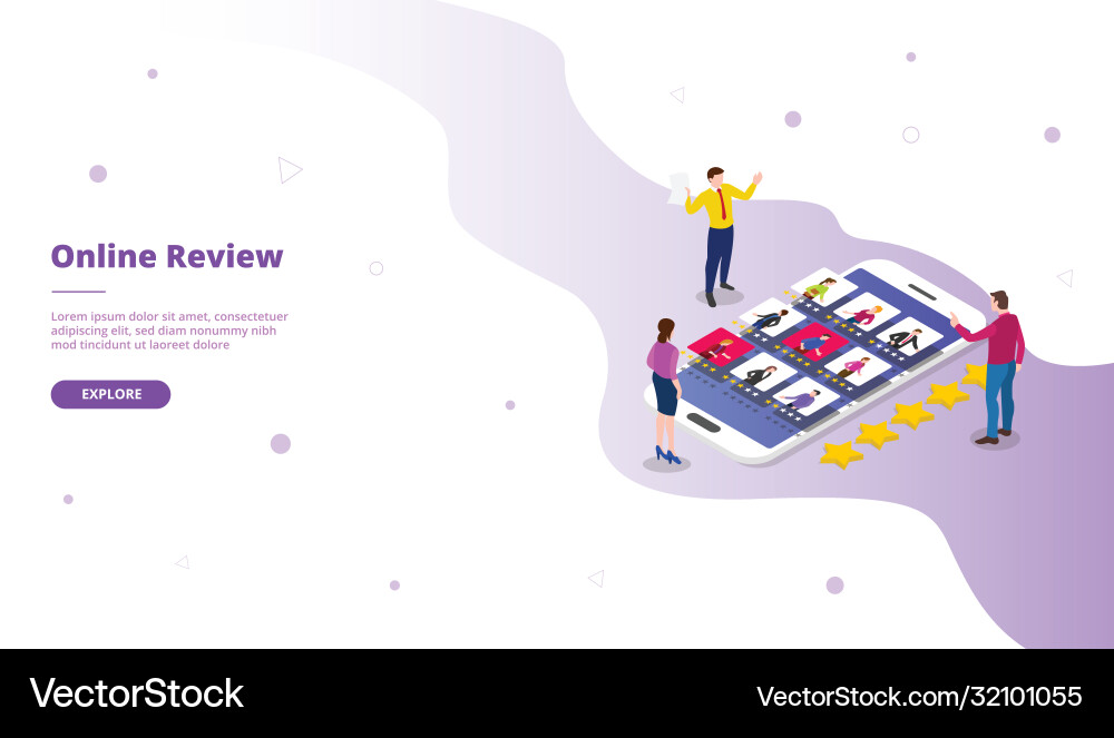Mobile phone review campaign for web website Vector Image