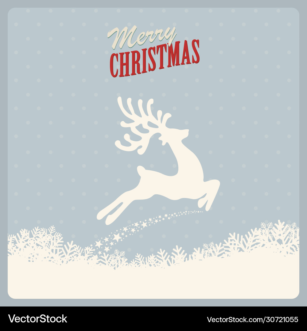 Reindeer fly merry christmas Royalty Free Vector Image