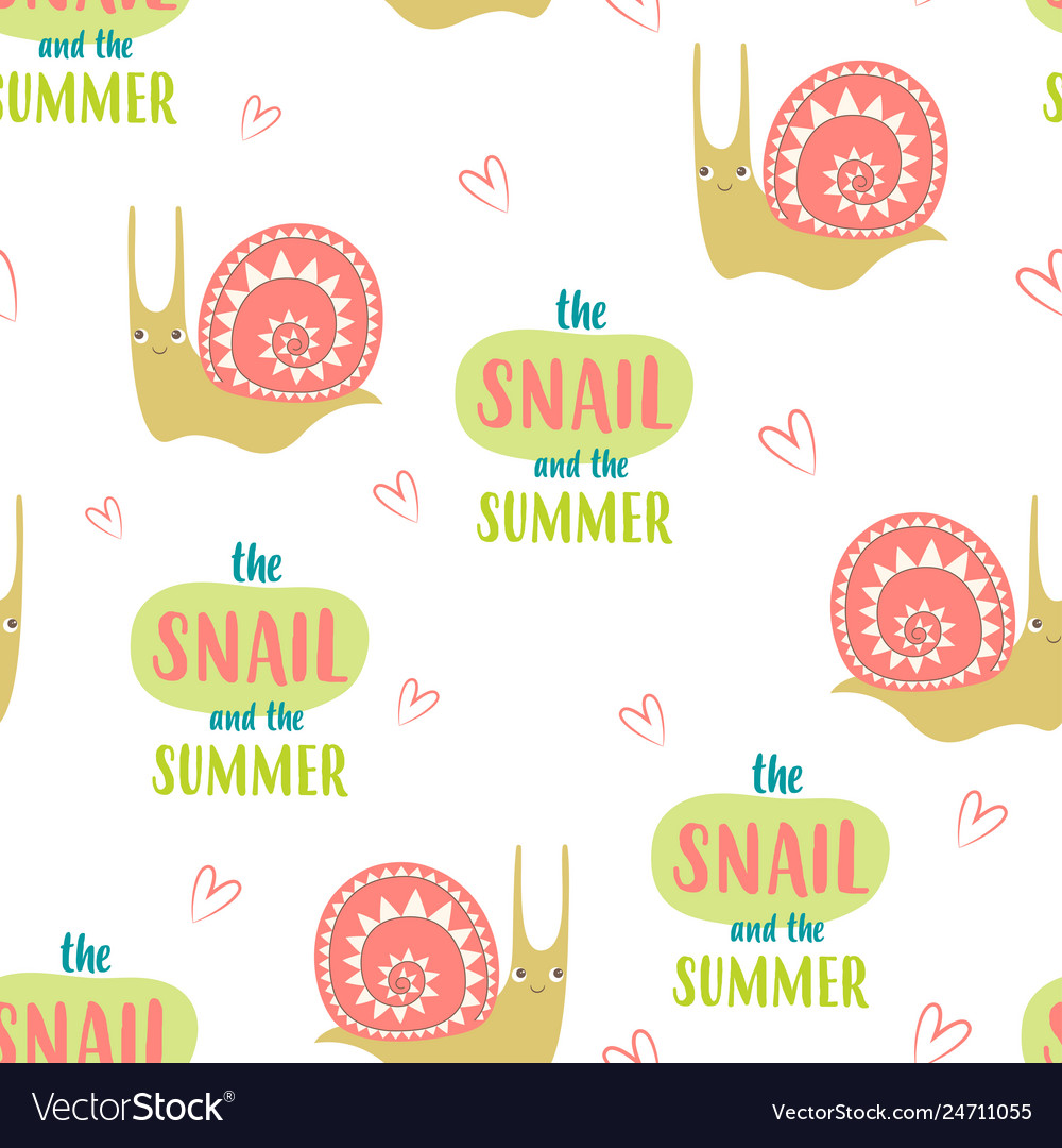 Seamless cute snails pattern Royalty Free Vector Image