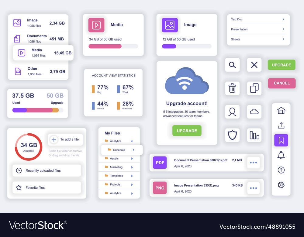 User interface elements set for cloud technology Vector Image