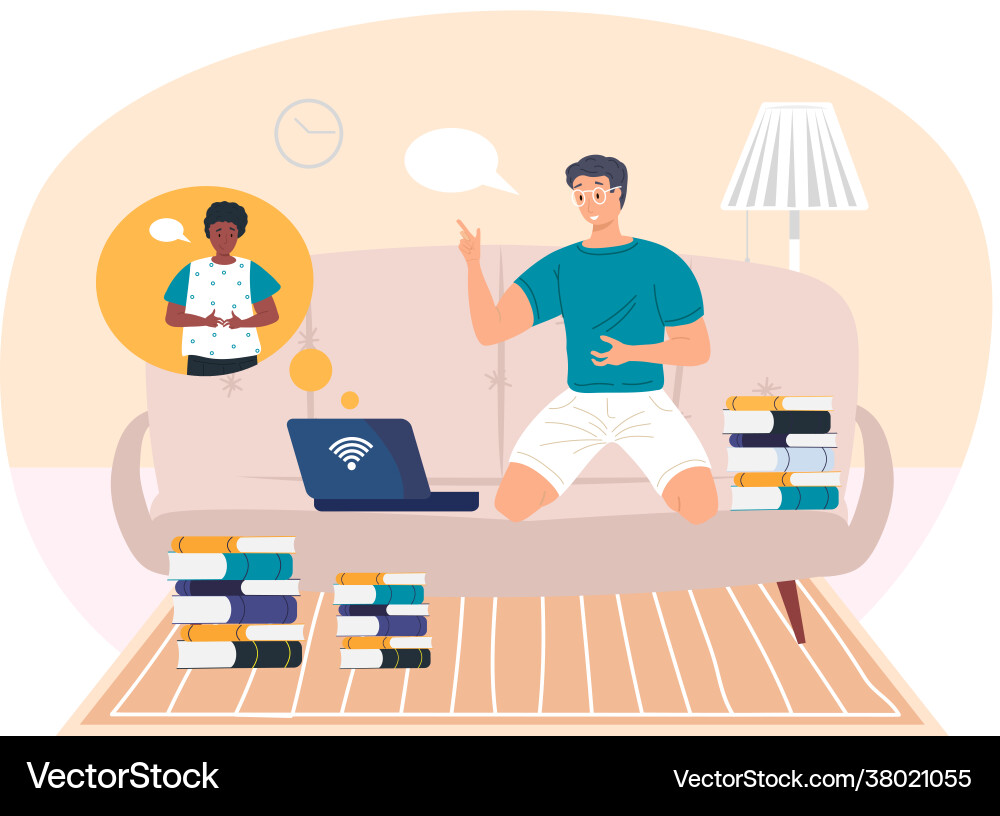 Video conference distance e-learning meeting Vector Image