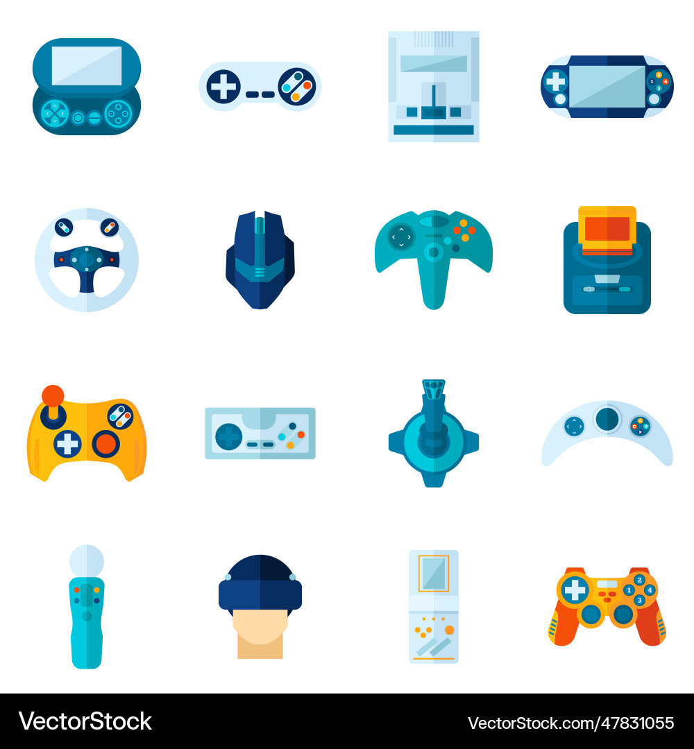 Video game flat icons set game flat icons Vector Image