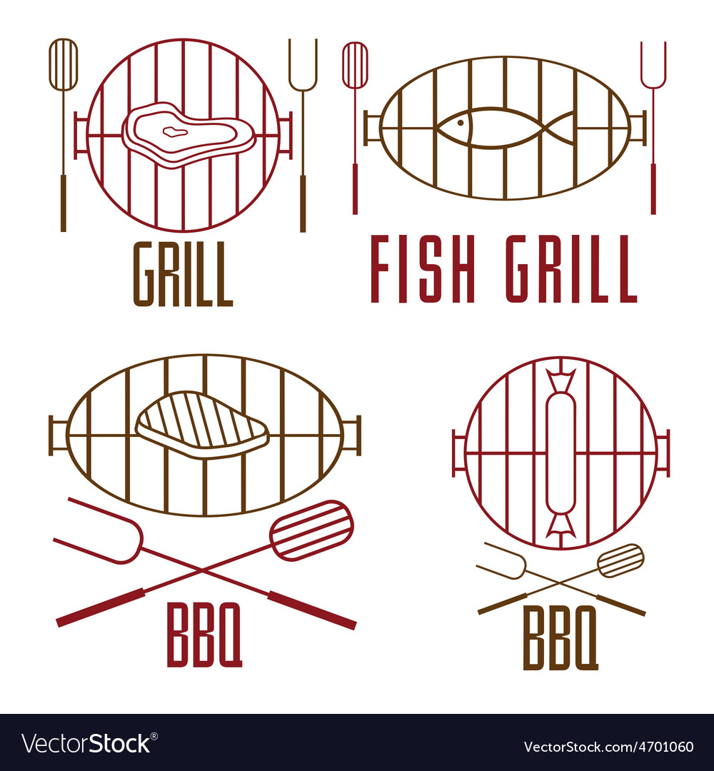 Bbq set and design elements Royalty Free Vector Image
