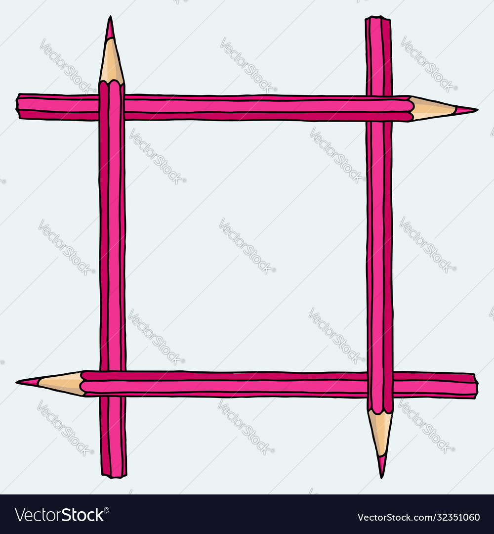 Blank color square pencils frame Royalty Free Vector Image