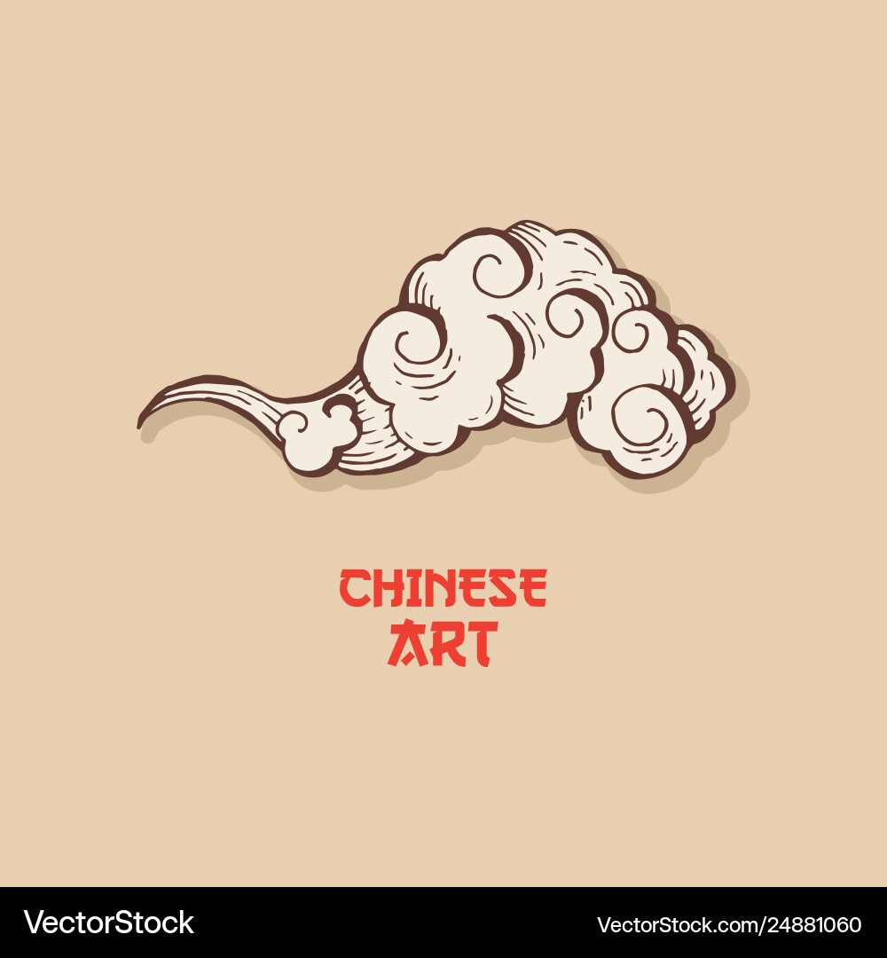 Chinese gold clouds and wind blows isolated Vector Image