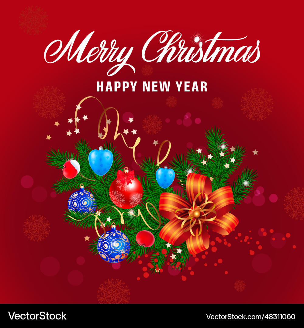 Christmas lettering with ornaments Royalty Free Vector Image