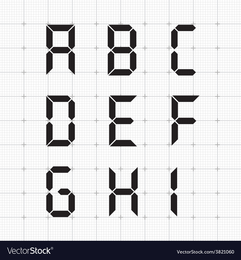 Digital font Royalty Free Vector Image - VectorStock