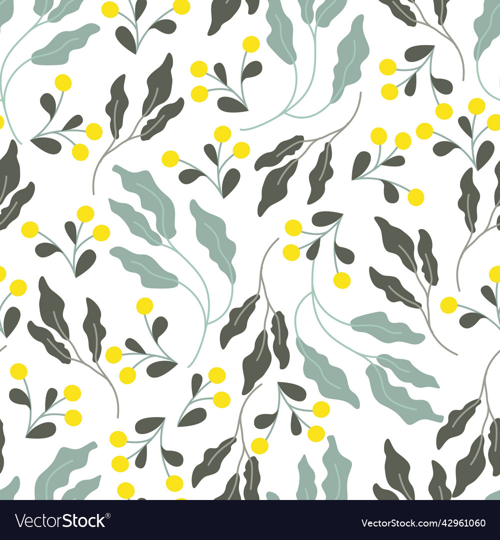 Floral seamless pattern leaves and flowers plant Vector Image