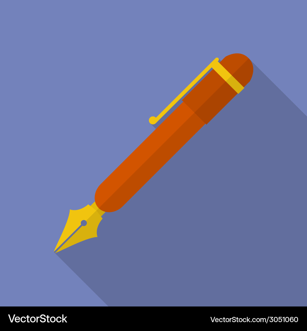 Fountain pen icon modern flat style with a long Vector Image