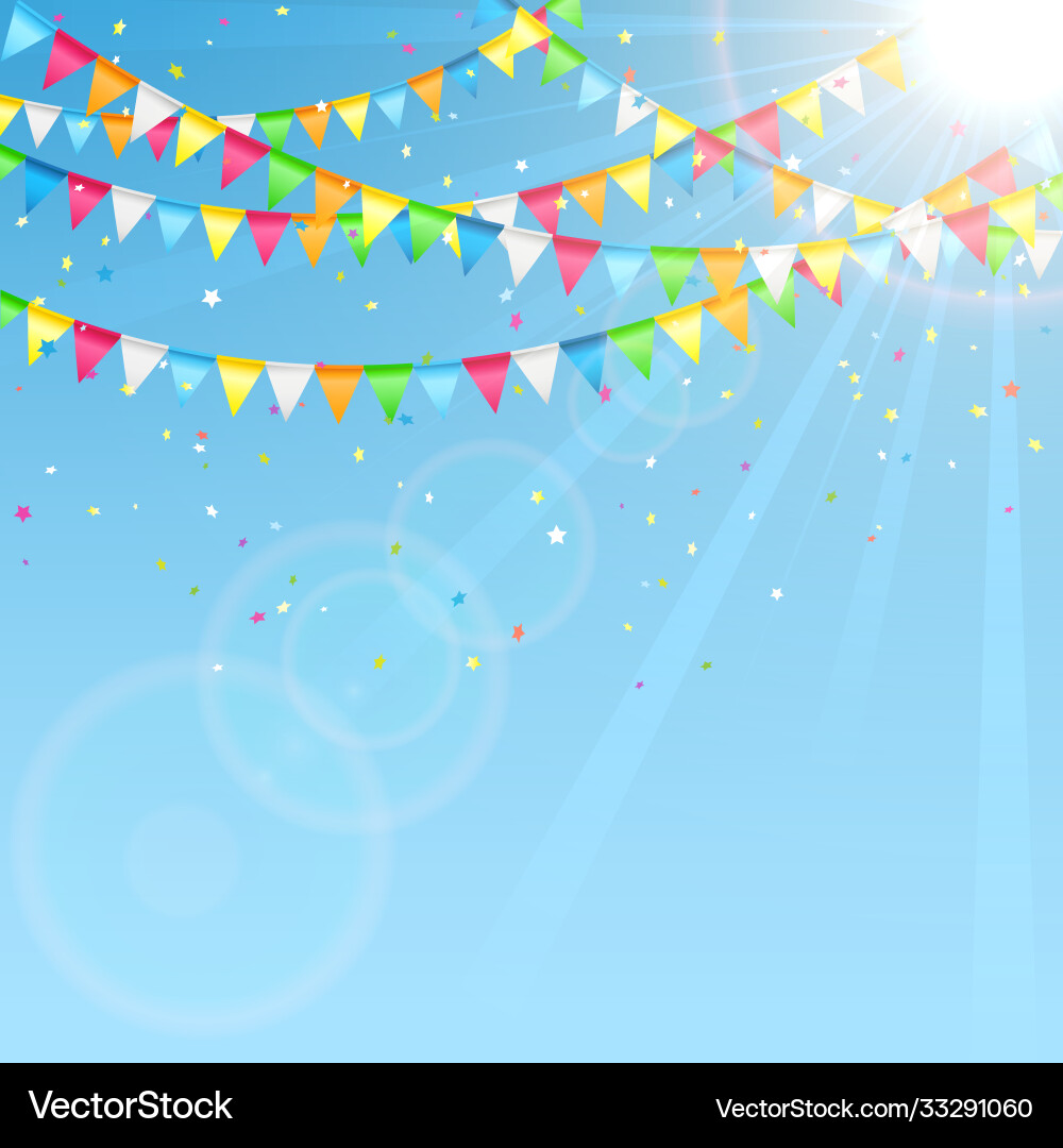 Holiday pennants on sky background Royalty Free Vector Image