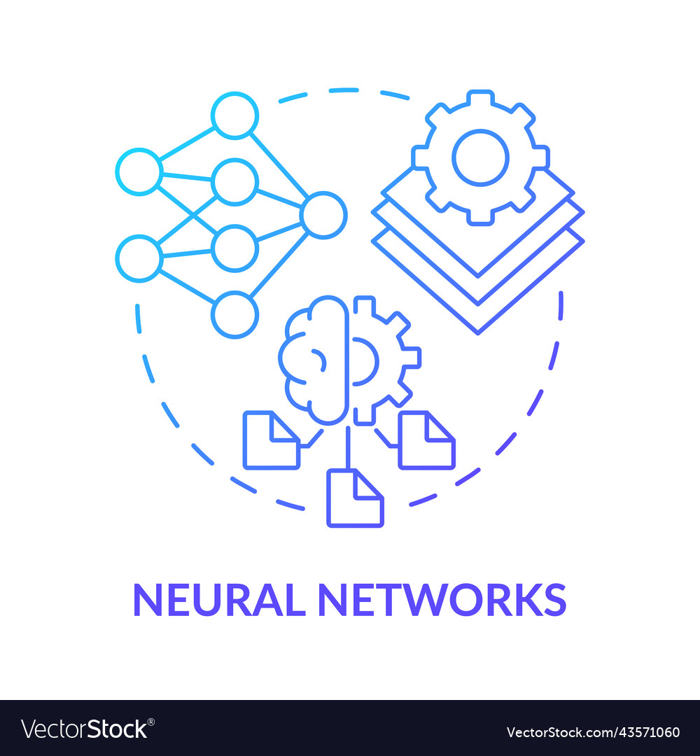 Neural networks blue gradient concept icon Vector Image