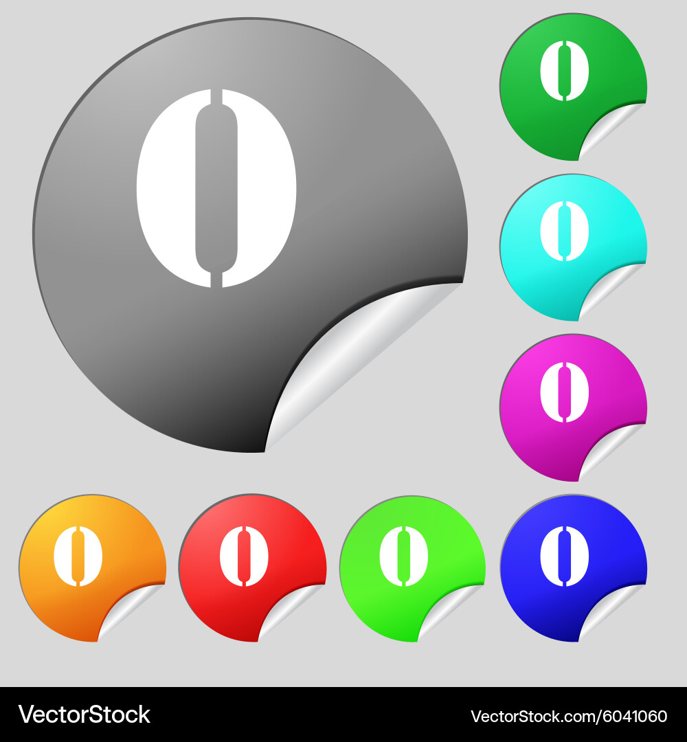 Number zero icon sign set of eight multi colored Vector Image