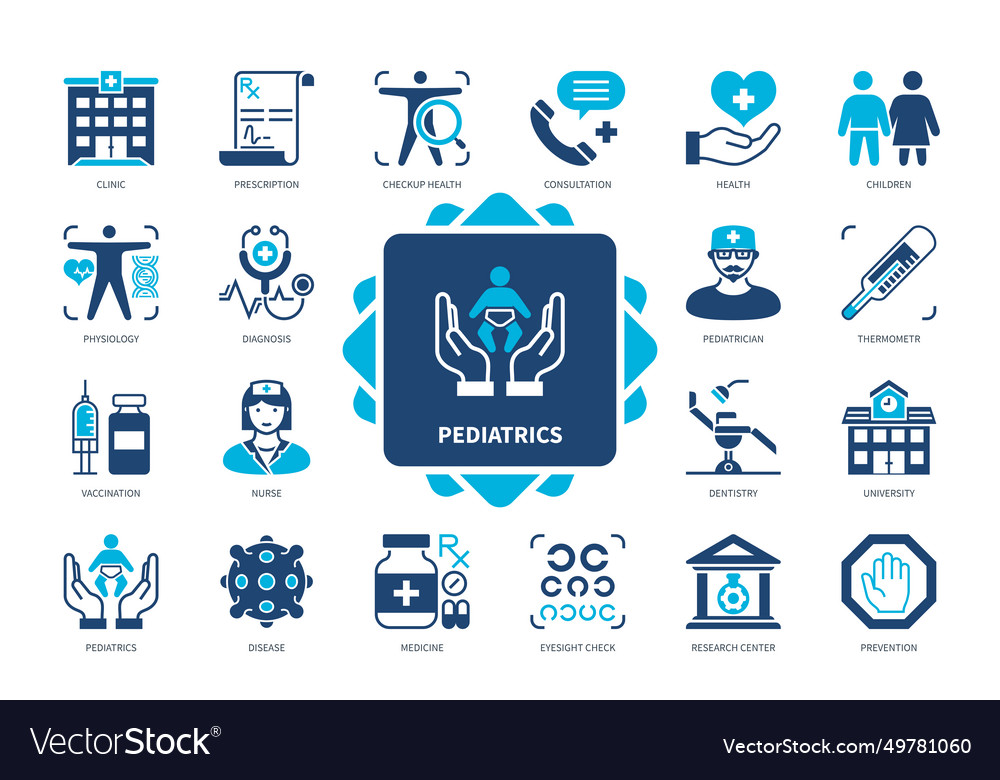 Pediatrics solid icon set Royalty Free Vector Image