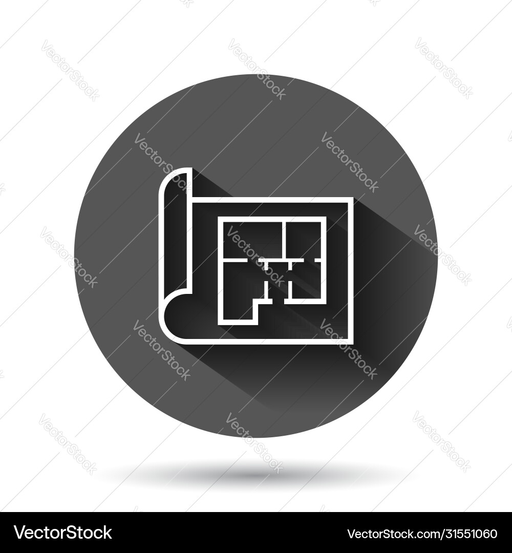 Room plan icon in flat style blueprint on black Vector Image