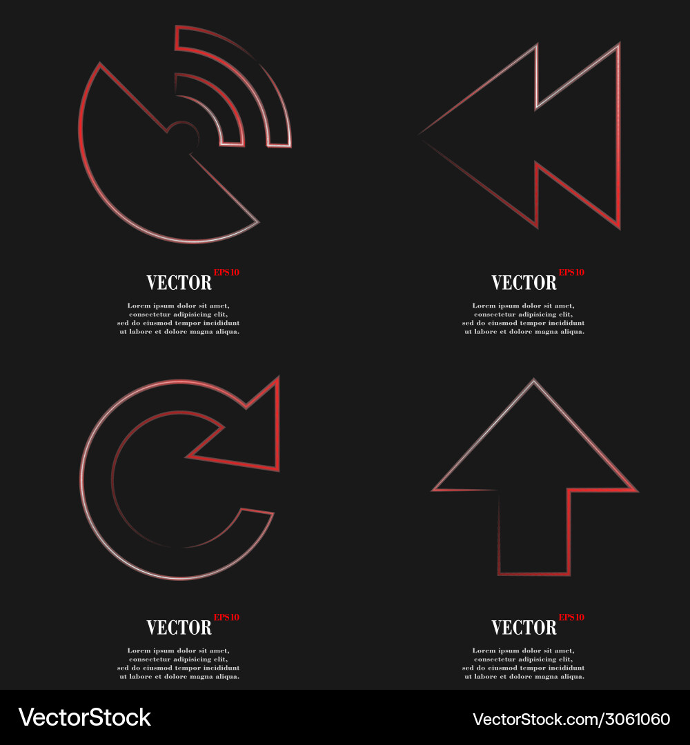 Set of red web icon flat design simple sticker Vector Image