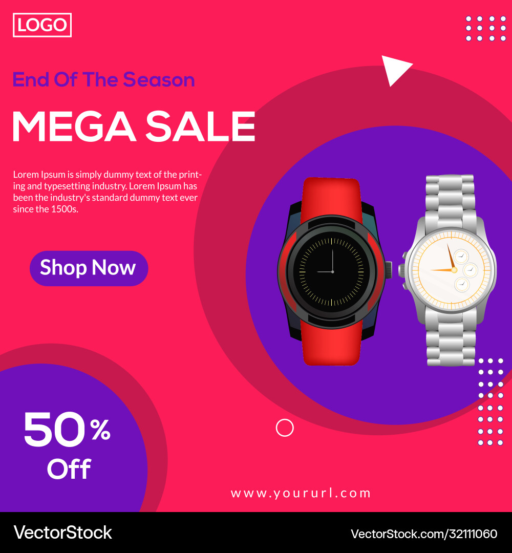 Square web banner for mega big sale Royalty Free Vector