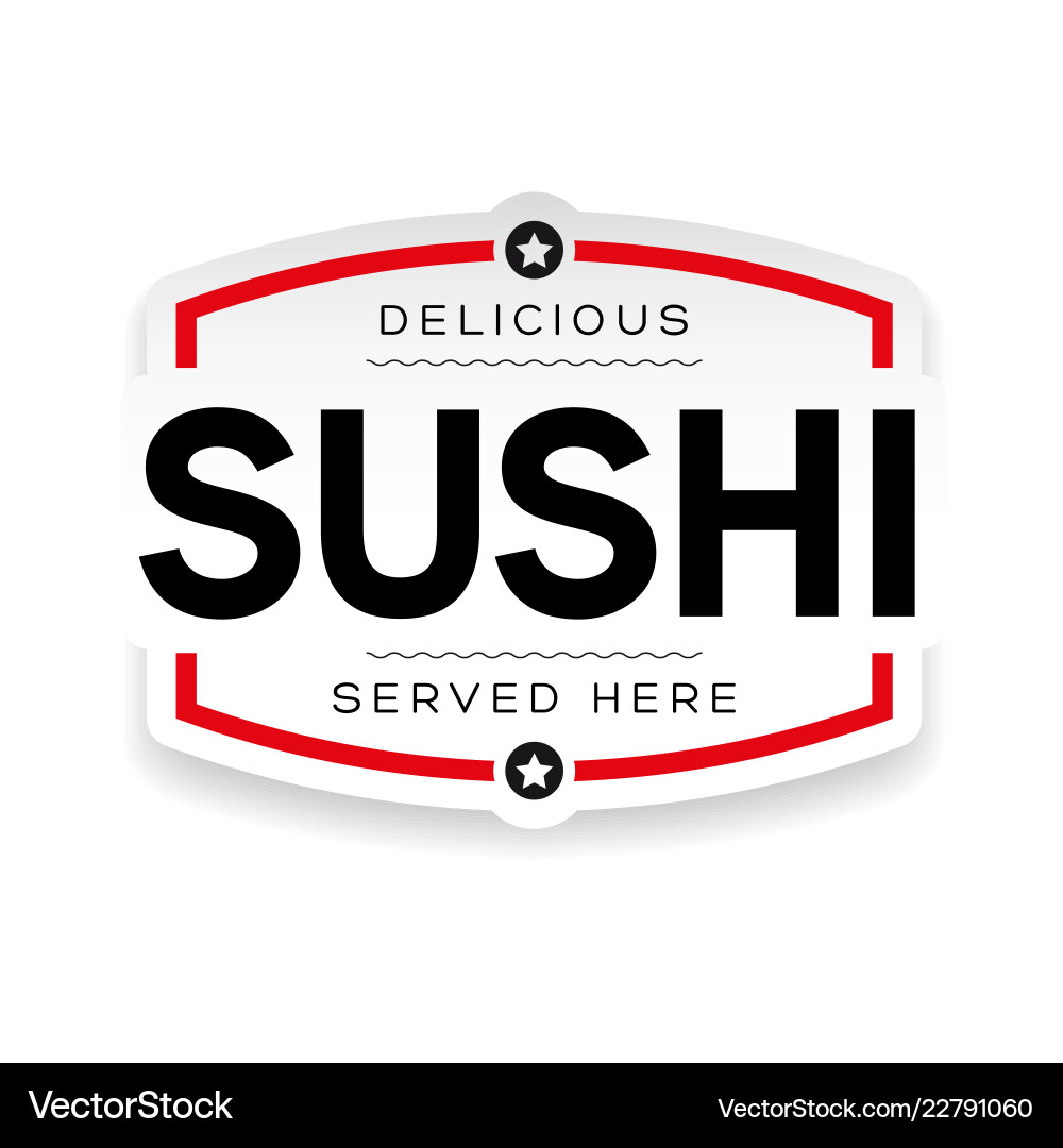 Sushi label sign vintage Royalty Free Vector Image