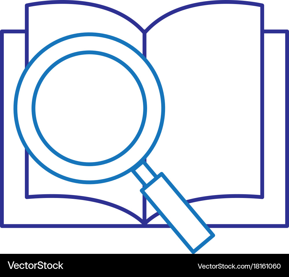 Text book school with magnifying glass Royalty Free Vector