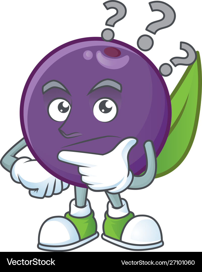 Thinking acai berries cartoon character Royalty Free Vector