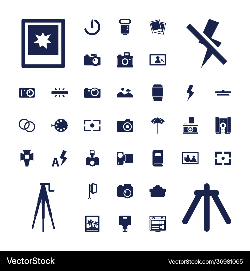 37 photography icons Royalty Free Vector Image