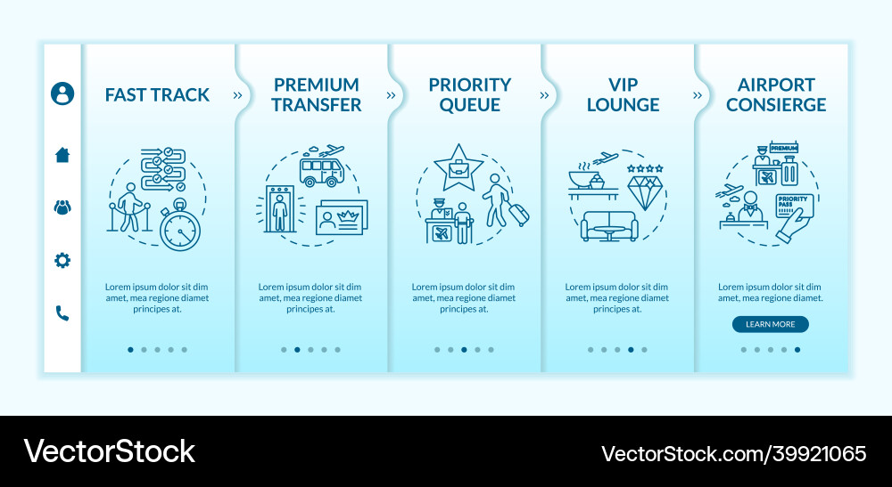 Airport premium service onboarding template Vector Image