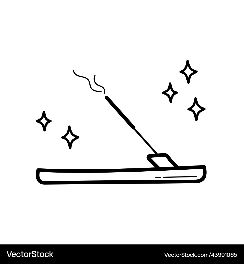 Aromatic stick on wooden stand doodle Royalty Free Vector