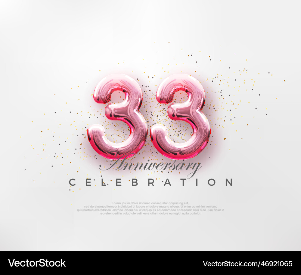 Balloons number 33rd with red numbers on a bright Vector Image