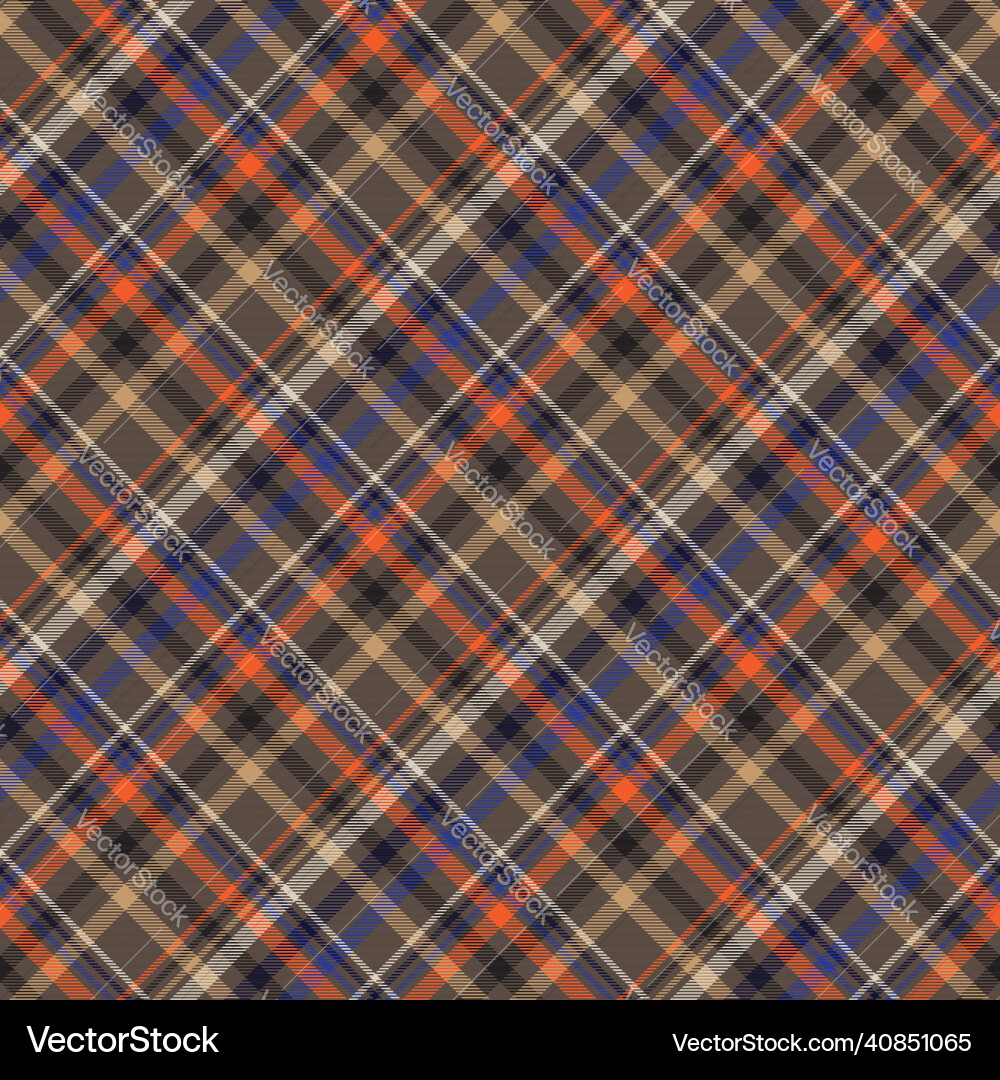 Brown diagonal plaid tartan textured seamless Vector Image