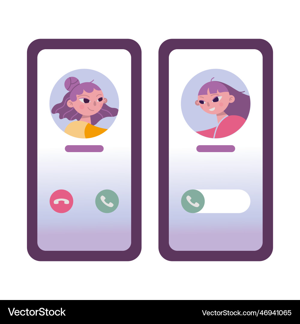 Call screen concept cartoon style incoming Vector Image