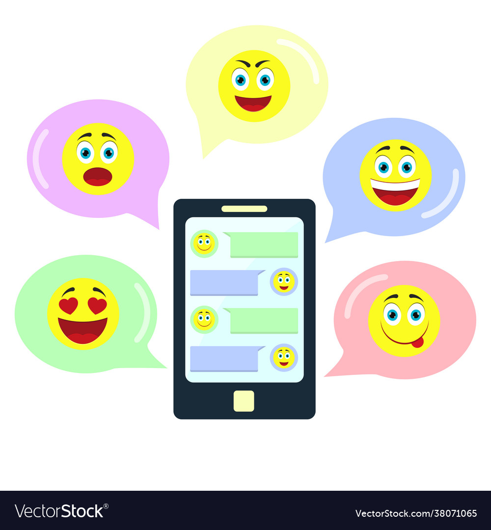Chat with emoticons Royalty Free Vector Image - VectorStock