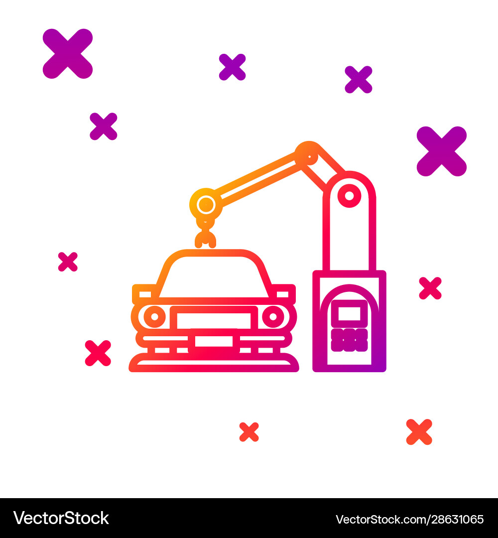 Color line industrial machine robotic robot arm Vector Image