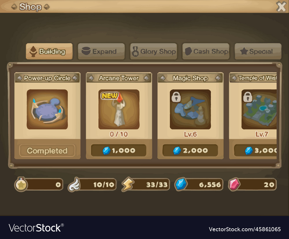 Complete set of level button game ui pop-up icon Vector Image