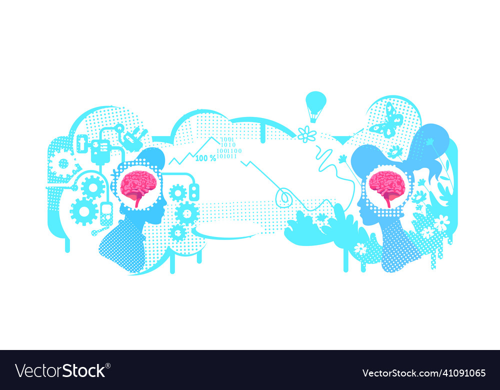 Creative and technical thinking flat concept Vector Image