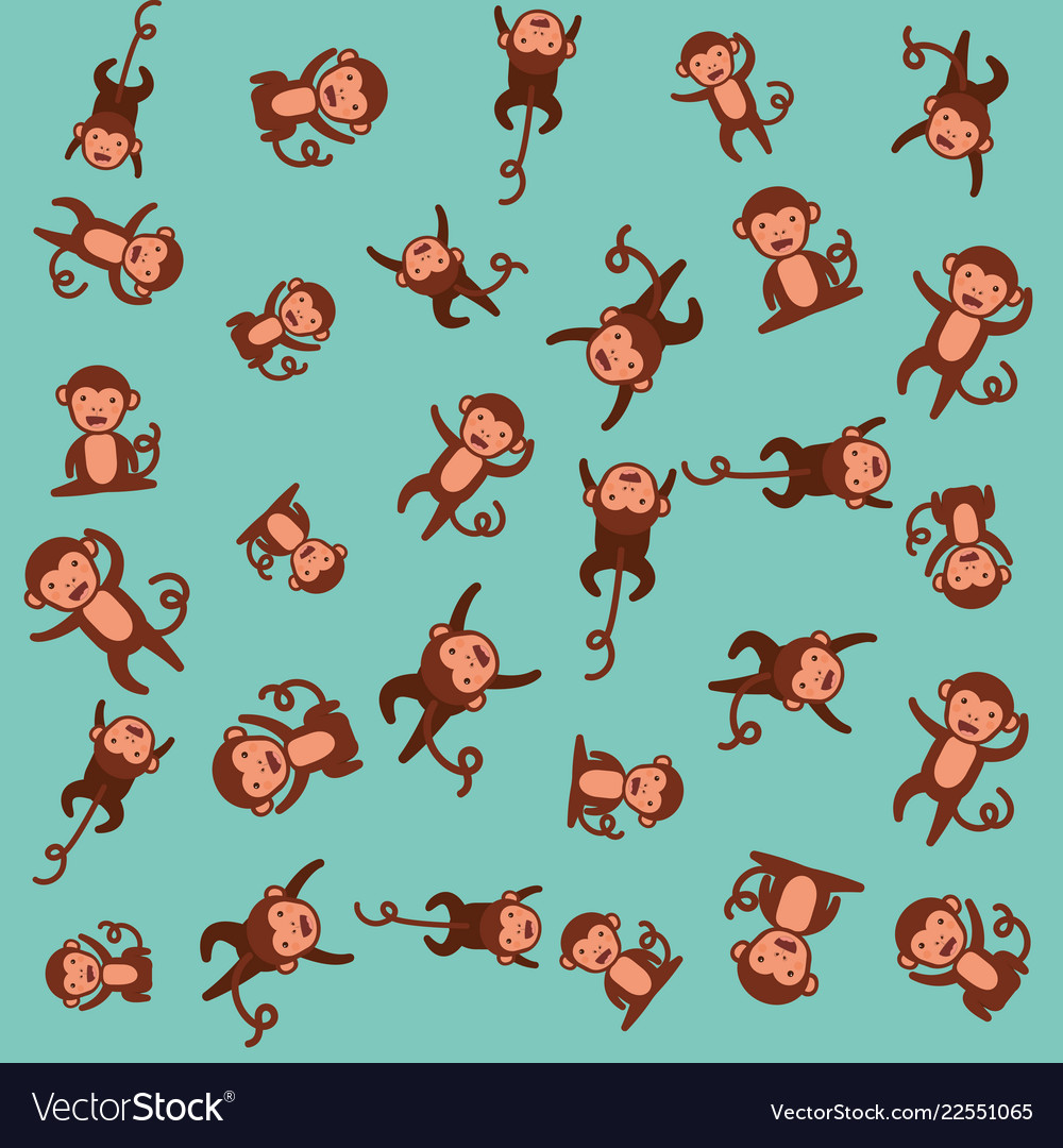 Cute monkeys pattern background Royalty Free Vector Image