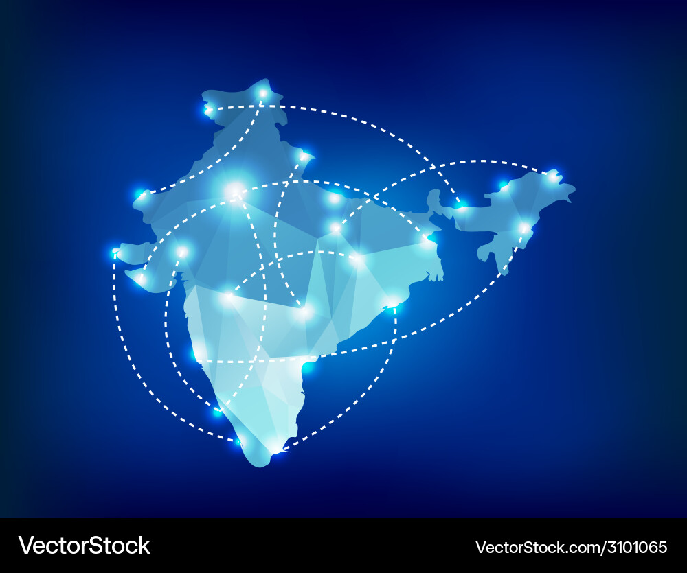 India country map polygonal with spot lights Vector Image