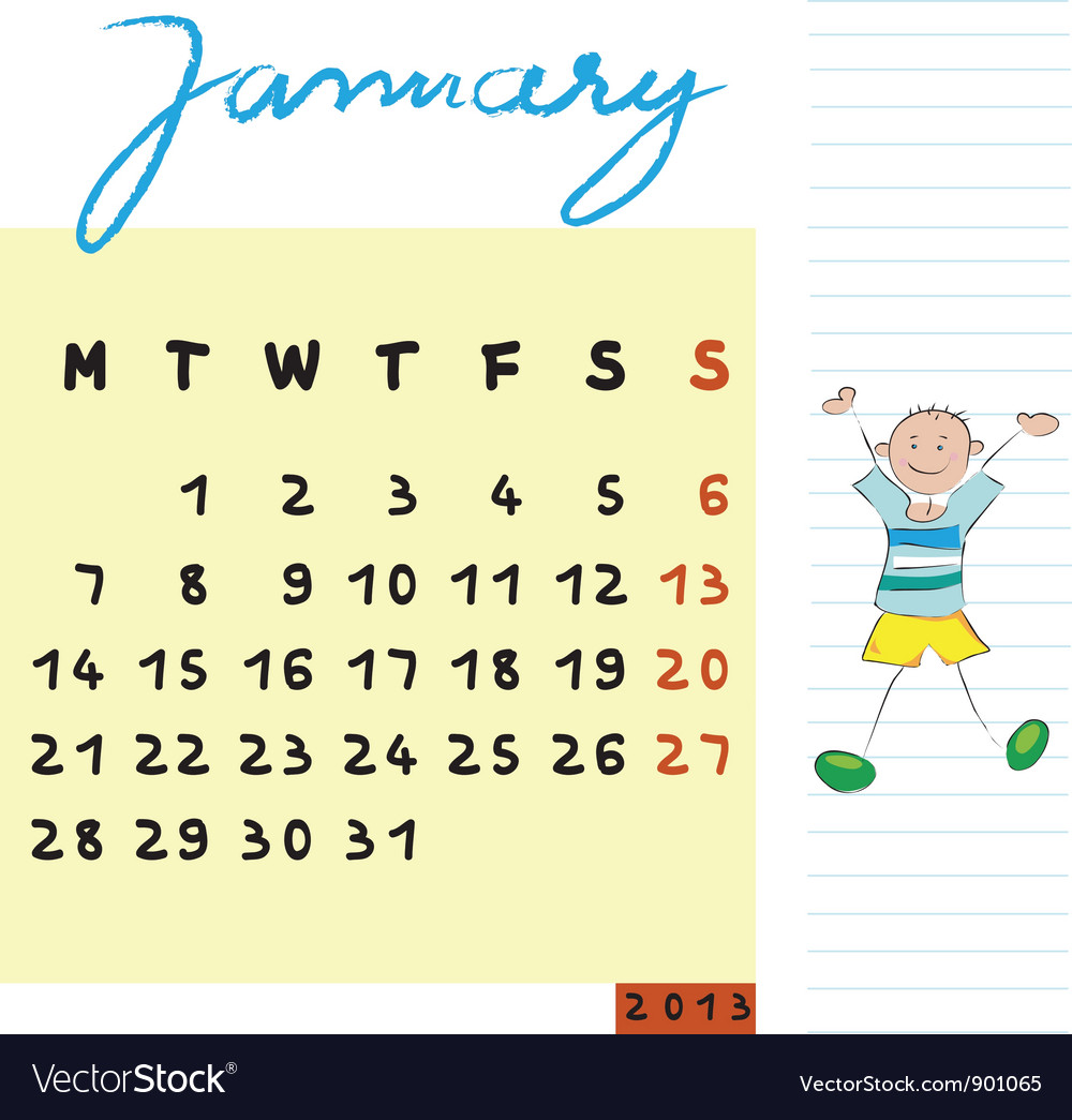 January 2013 Royalty Free Vector Image - Vectorstock
