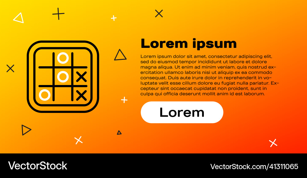 Line tic tac toe game icon isolated on yellow Vector Image