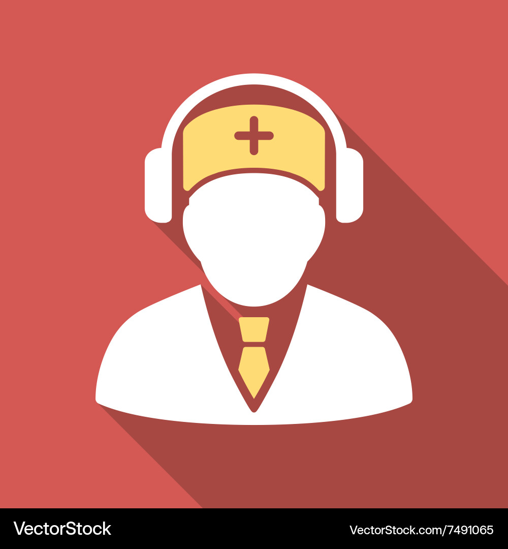 Medical call center flat square icon with long Vector Image