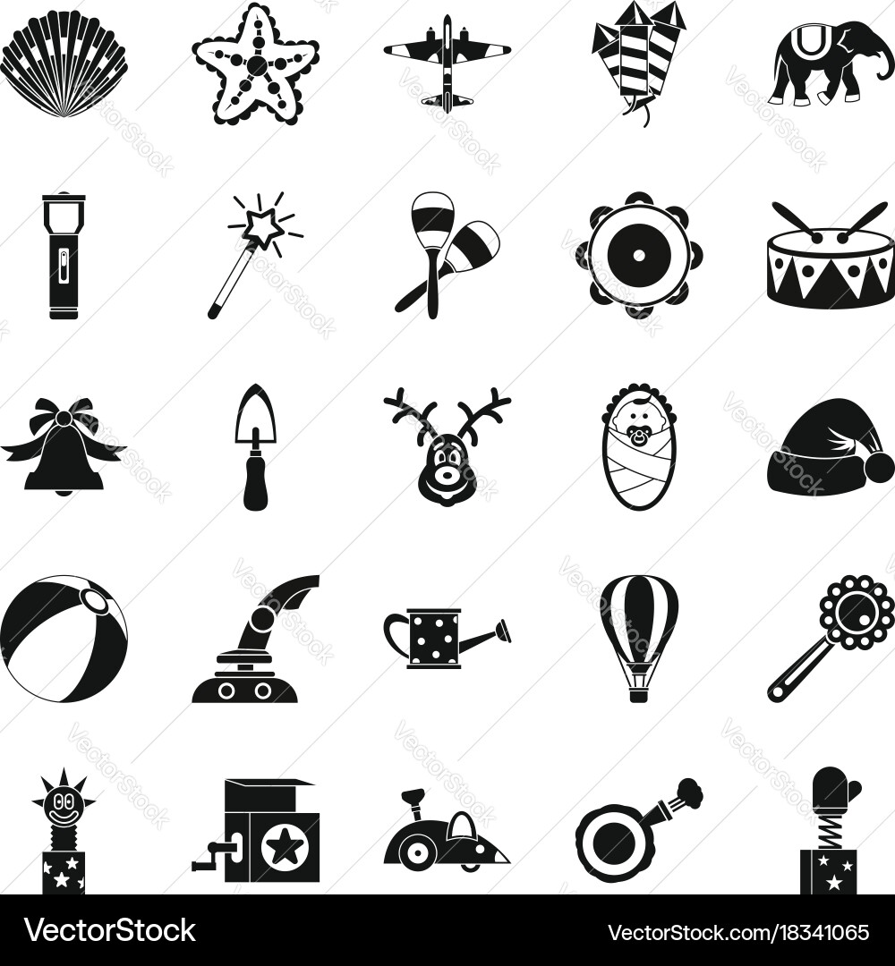 Obsolete toy icons set simple style Royalty Free Vector