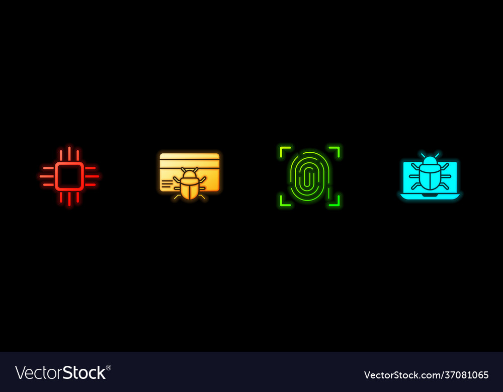 Set Processor With Microcircuits Cpu System Bug Vector Image 6899