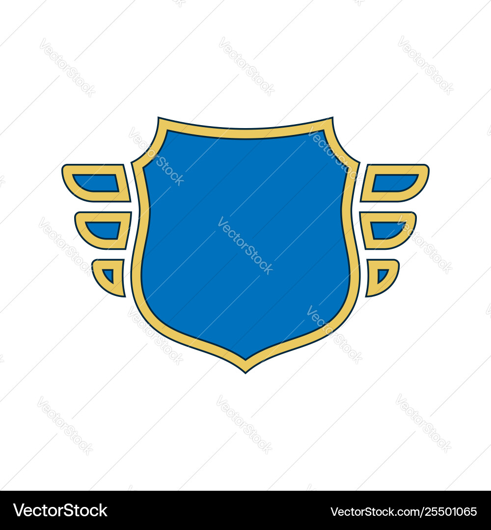 Shield blue icon gold outline shield golden Vector Image