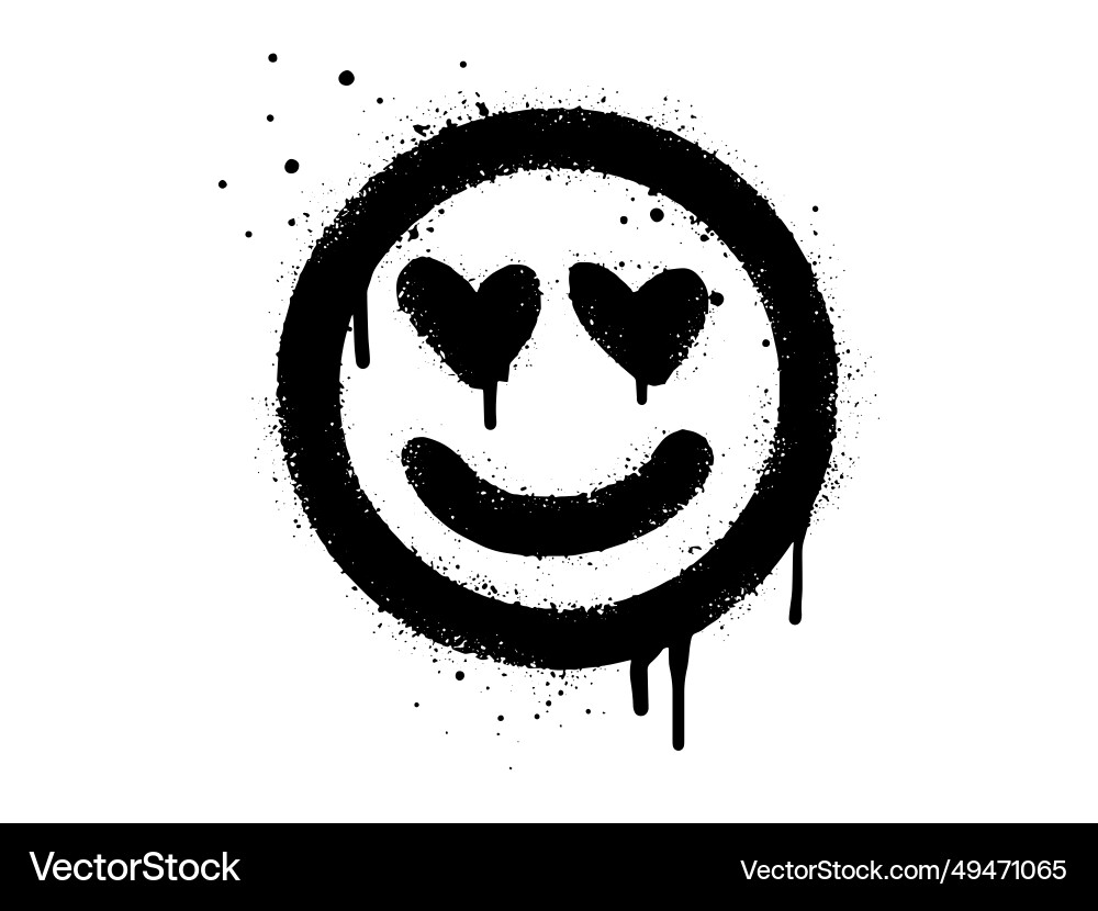 Smiling face emoticon character spray painted Vector Image